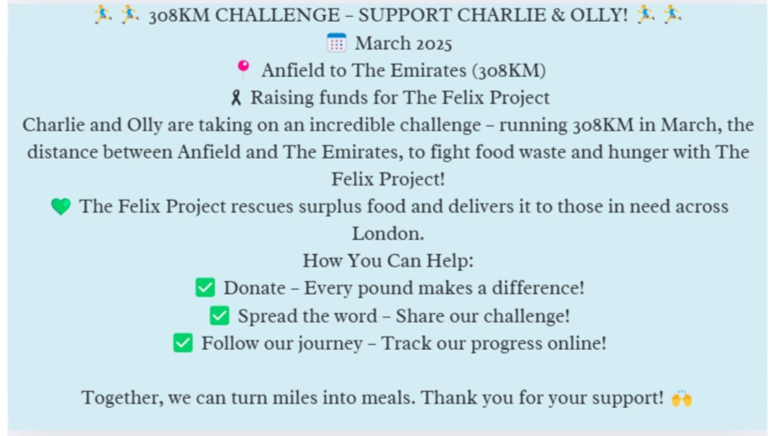 Charlie and Olly B is fundraising for The Felix Project