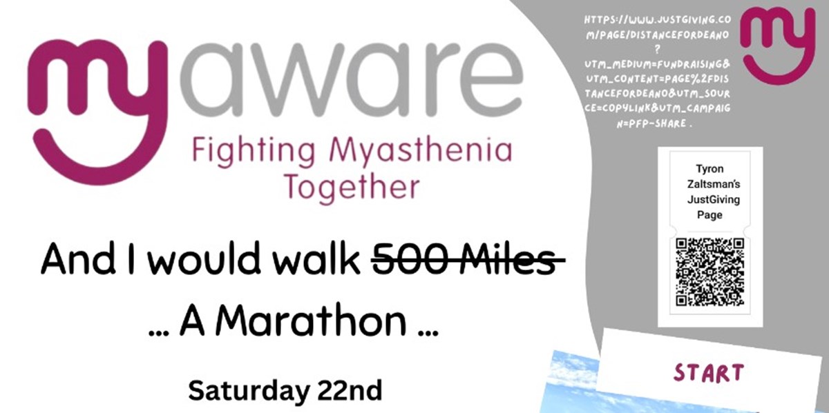 Tyron Zaltsman is fundraising for Myaware - Fighting Myasthenia Together