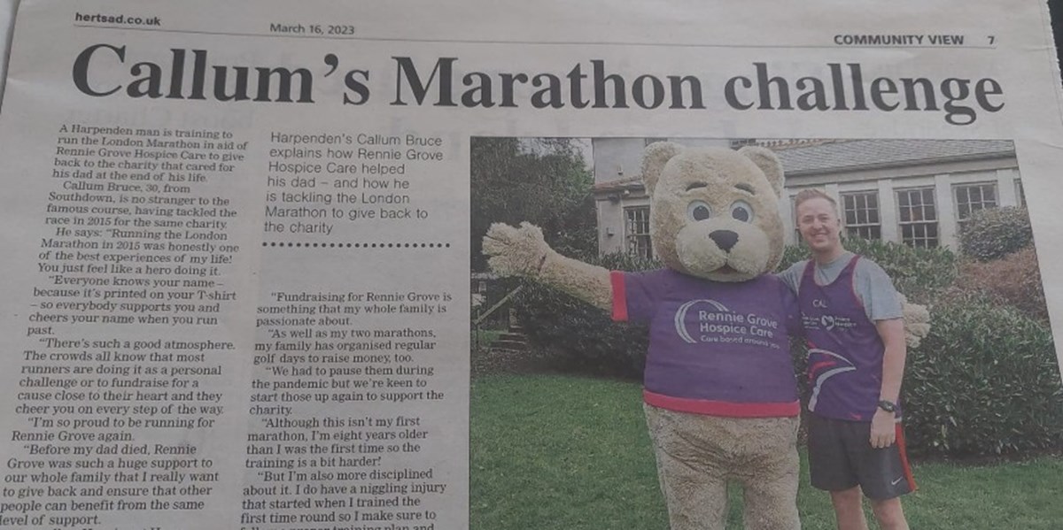 Callum Bruce is fundraising for Rennie Grove Hospice Care