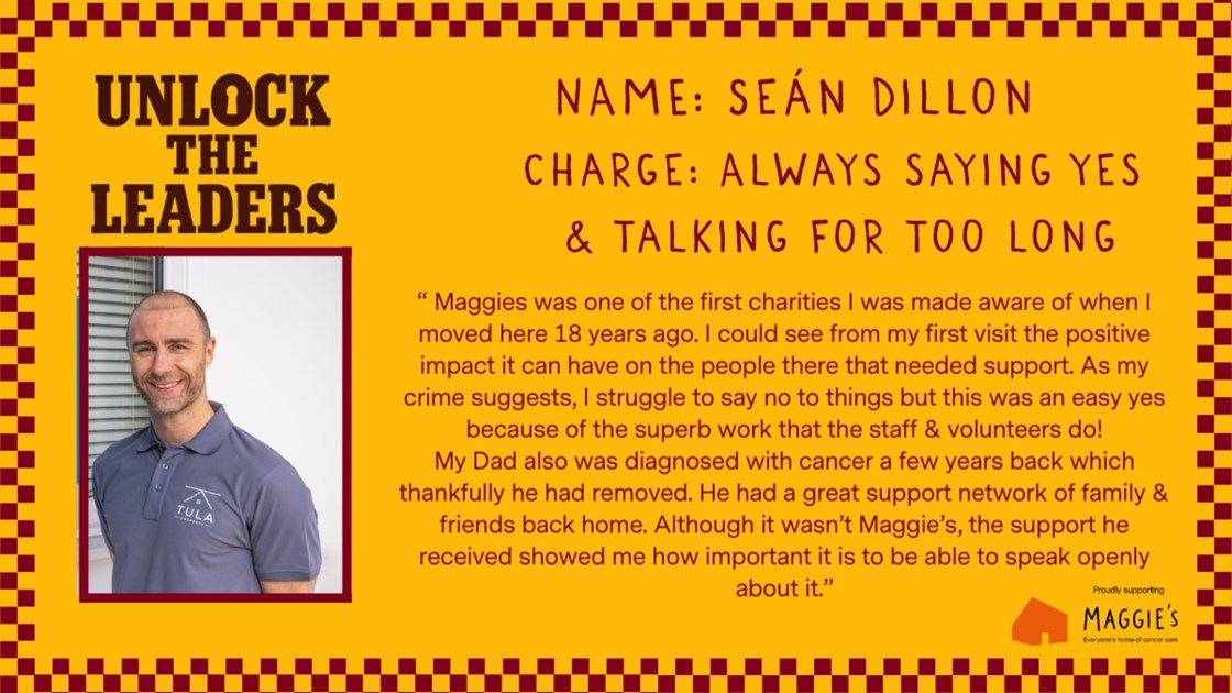 Seán Dillon is fundraising for Maggie's Centres