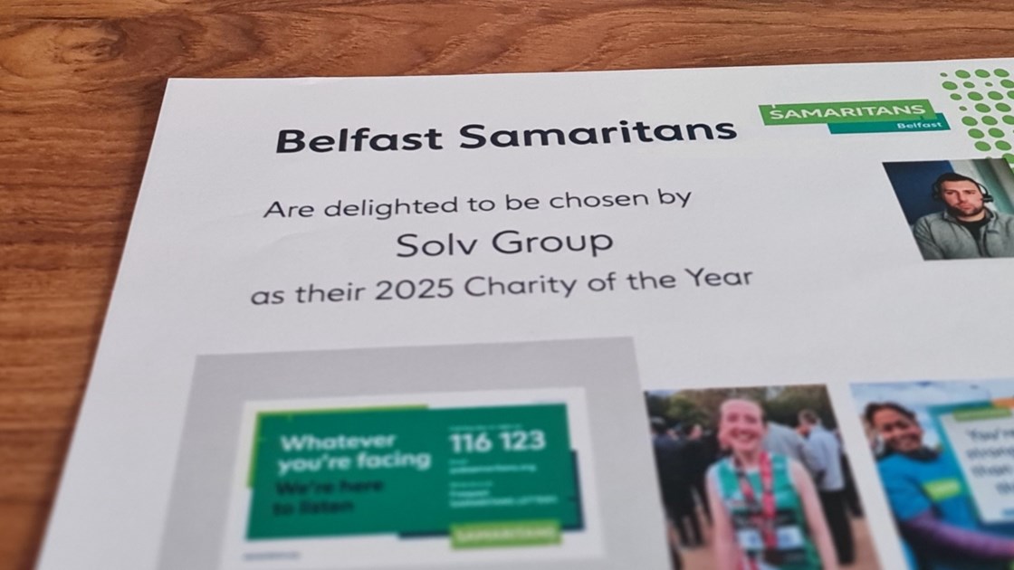 solv group is fundraising for Belfast Samaritans