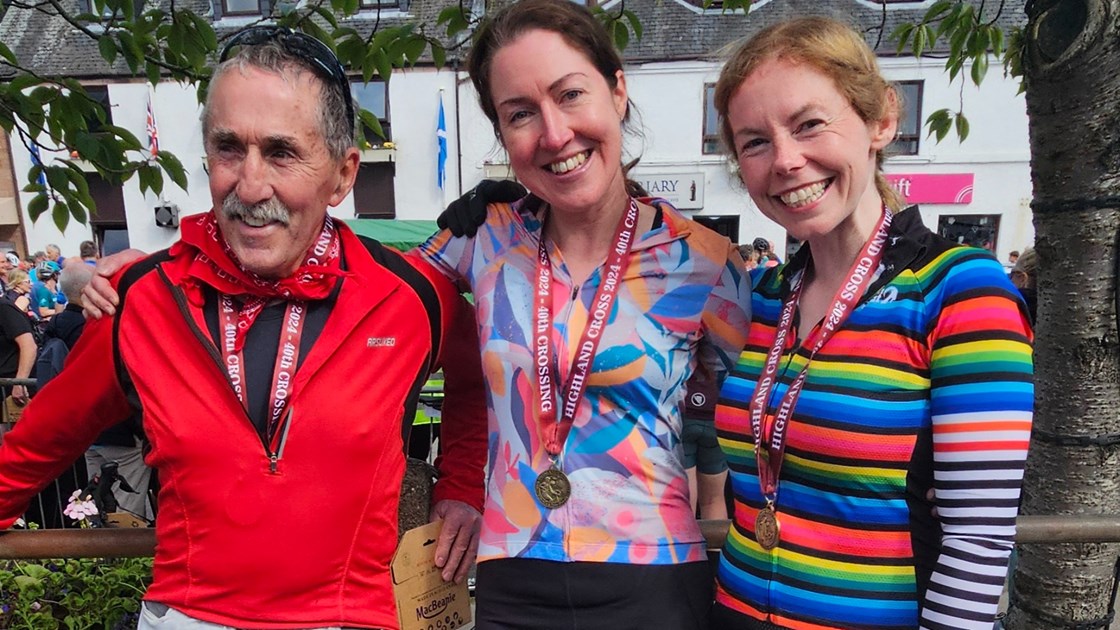 Kate, Alex and Bex Team Scrambled legs is fundraising for Highland Cross