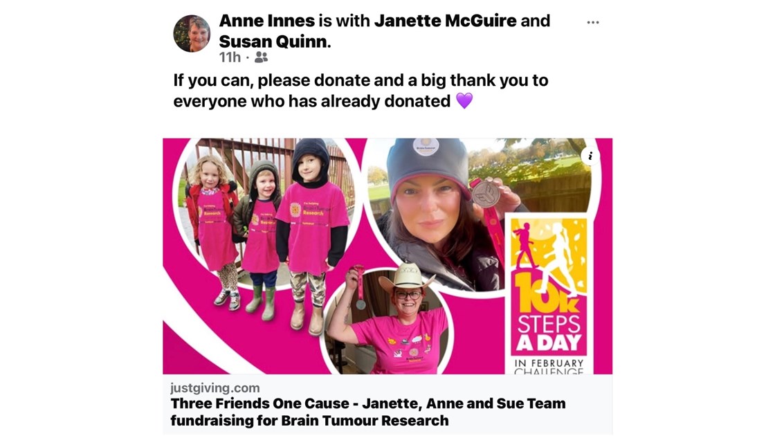 Anne Innes is fundraising for Brain Tumour Research