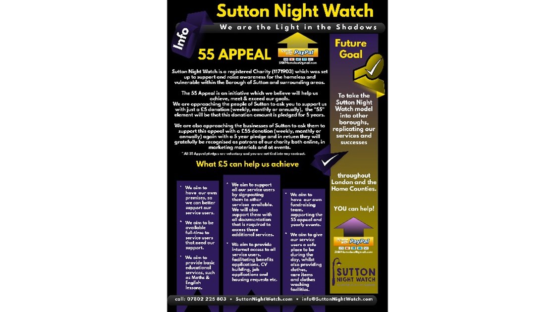 Sutton Night Watch Homeless 55 appeal - JustGiving