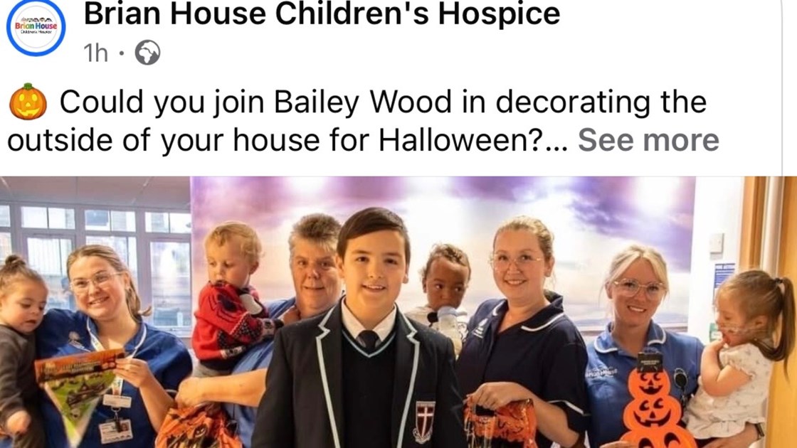 Bailey Wood is fundraising for Trinity Hospice and Brian House ...