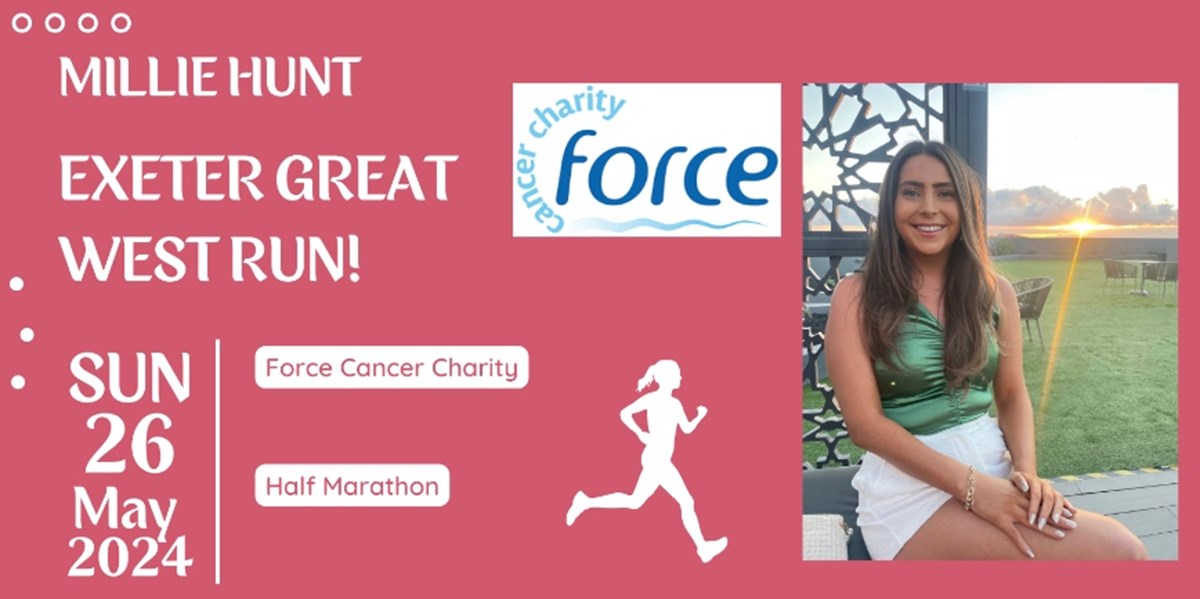 Millie Hunt Is Fundraising For Force Cancer Charity
