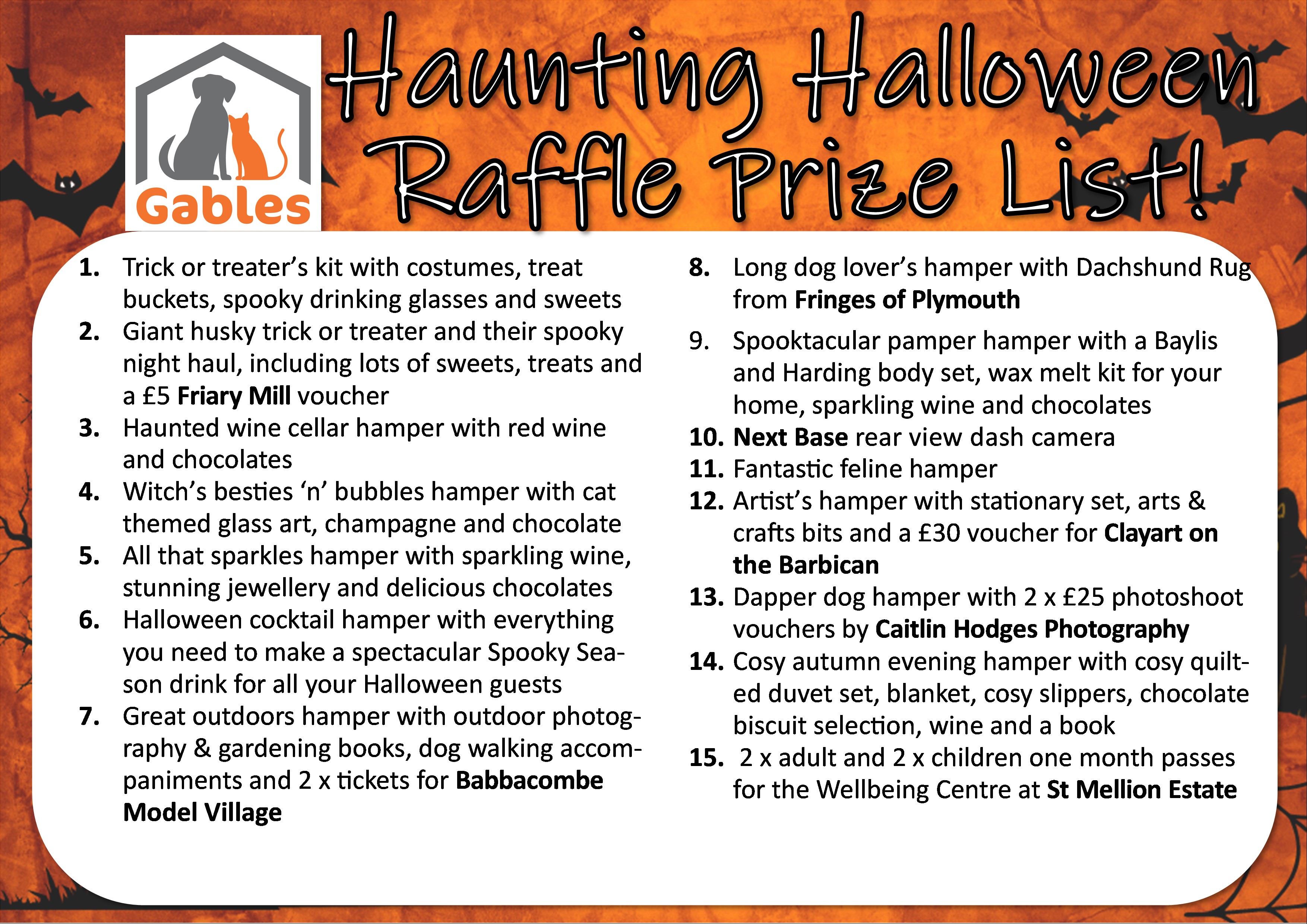 Gables Dogs and Cats Home Haunting Halloween Raffle - JustGiving
